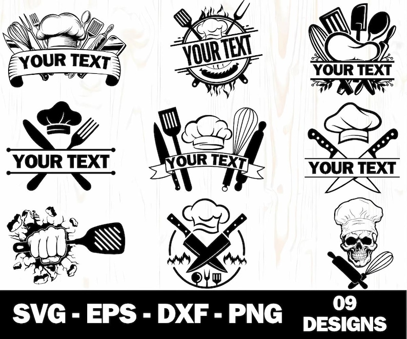 Chef Logo SVG Bundle – Cook, Clipart, Vector, PNG Files for Cricut and ...