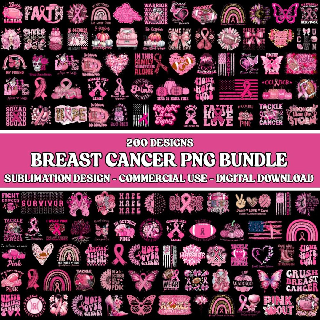 Breast Cancer PNG Bundle – Awareness, Pink Ribbon, Support Squad ...