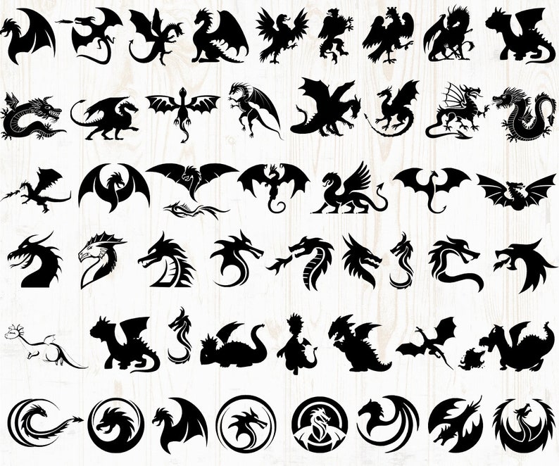 Dragon SVG Bundle: Cut Files, Clipart, Silhouette (digital Download) - Etsy