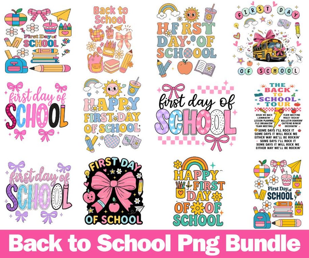 Back to School PNG Bundle: Preppy Teacher & Student Graphics (digital ...