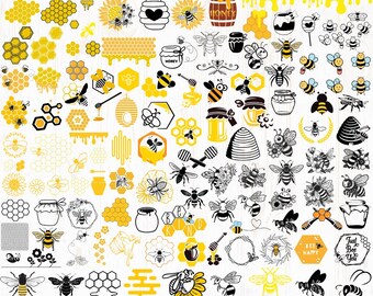 Bee Svg Bundle, Bee Png Bundle, Bee Cut Files, Honeycomb Svg, Bee ...
