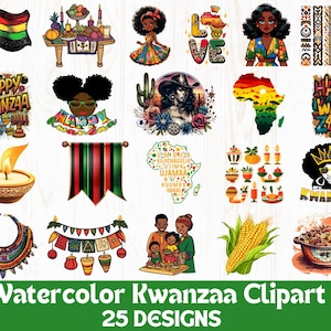 Watercolor Kwanzaa Clipart: African Heritage Illustrations (instant ...