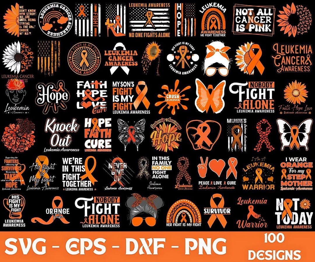 Leukemia Awareness Svg Png Bundle, Orange Ribbon Svg, Leukemia Cancer ...