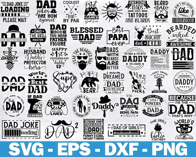Father's Day SVG Bundle, Dad Quotes, Cricut Cut Files (80 Designs) - Etsy