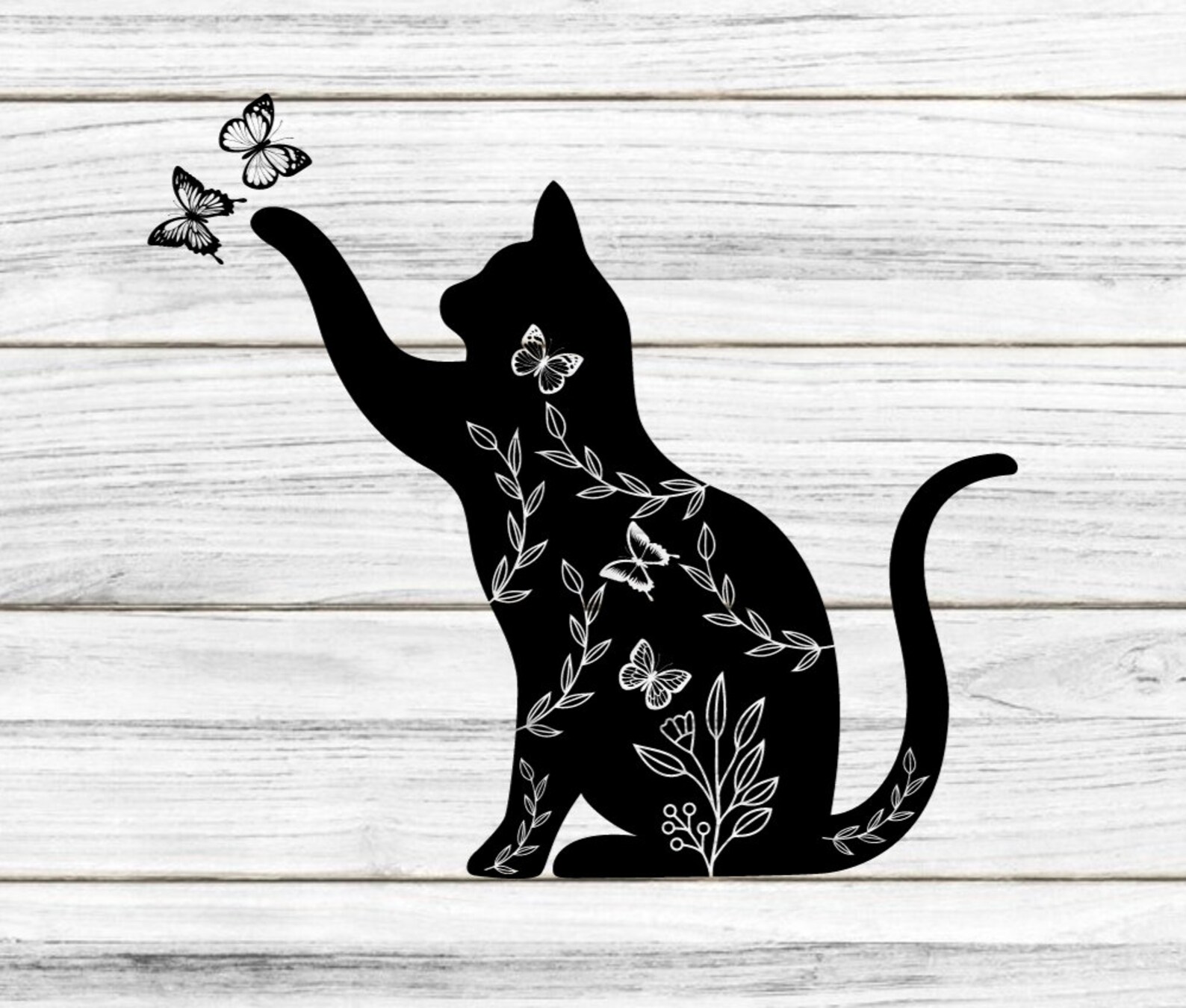 Floral Cat SVG, Cat SVG Files for Cricut and Silhouette.floral Kitten ...