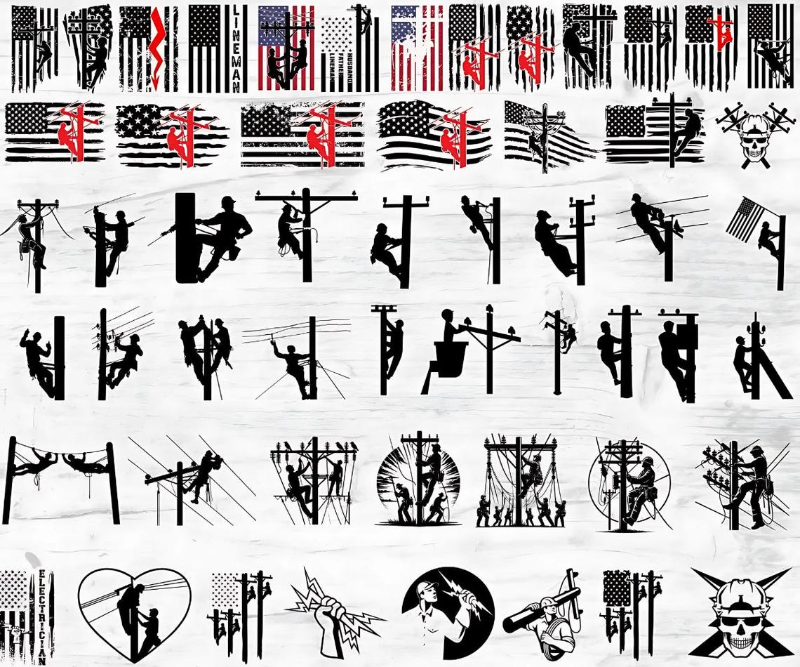 Lineman Electrician SVG Bundle: Power Pole Designs (digital Download ...