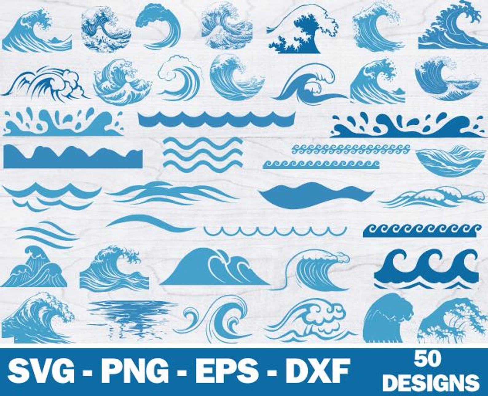 Wave SVG Bundle: Ocean Beach Designs for Cricut (digital Download - Etsy