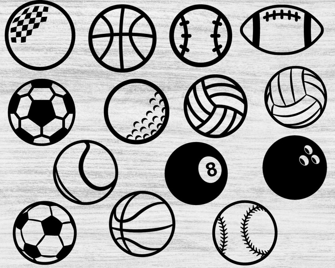 SPORTS BALLS SVG, Sports Ball Clipart, Baseball Ball, Basketball Ball ...
