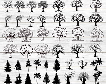 Tree Silhouette Svg Bundle, Tree Cut Files for Cricut, Forest Svg Files ...