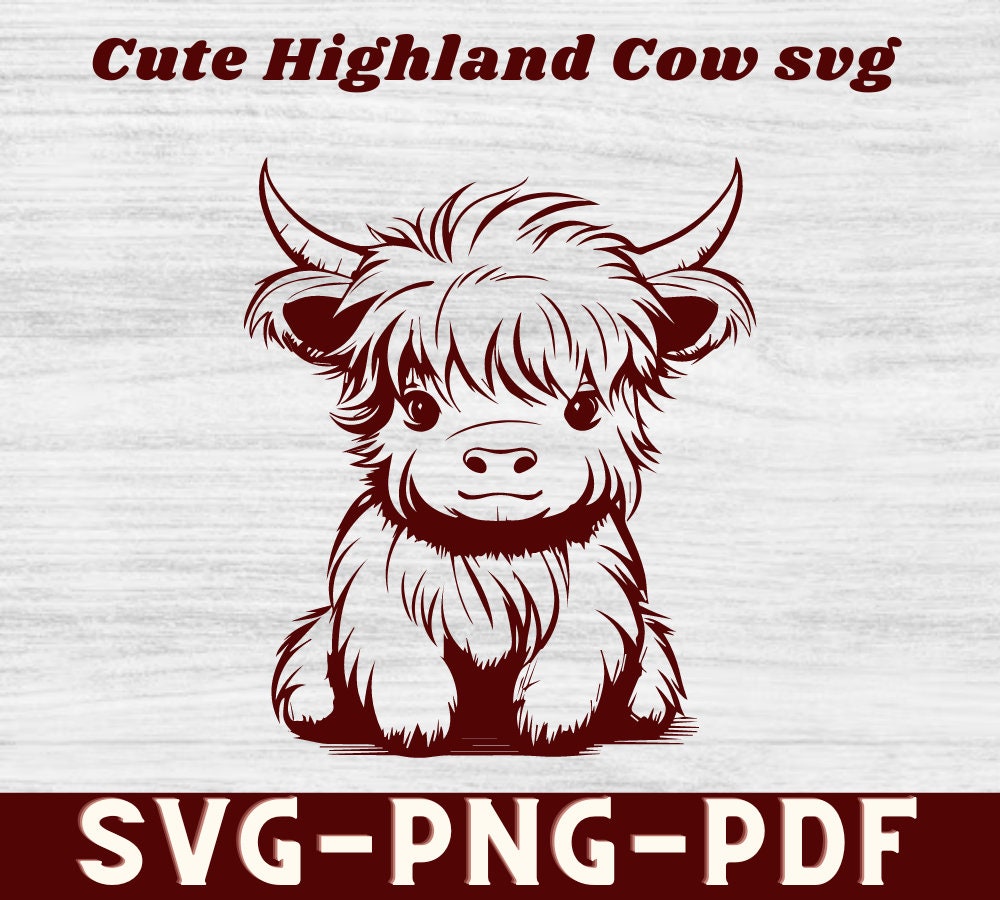 Highland Cow Svg , Cute Highland Cow Svg, Baby Highland Cow Svg ...