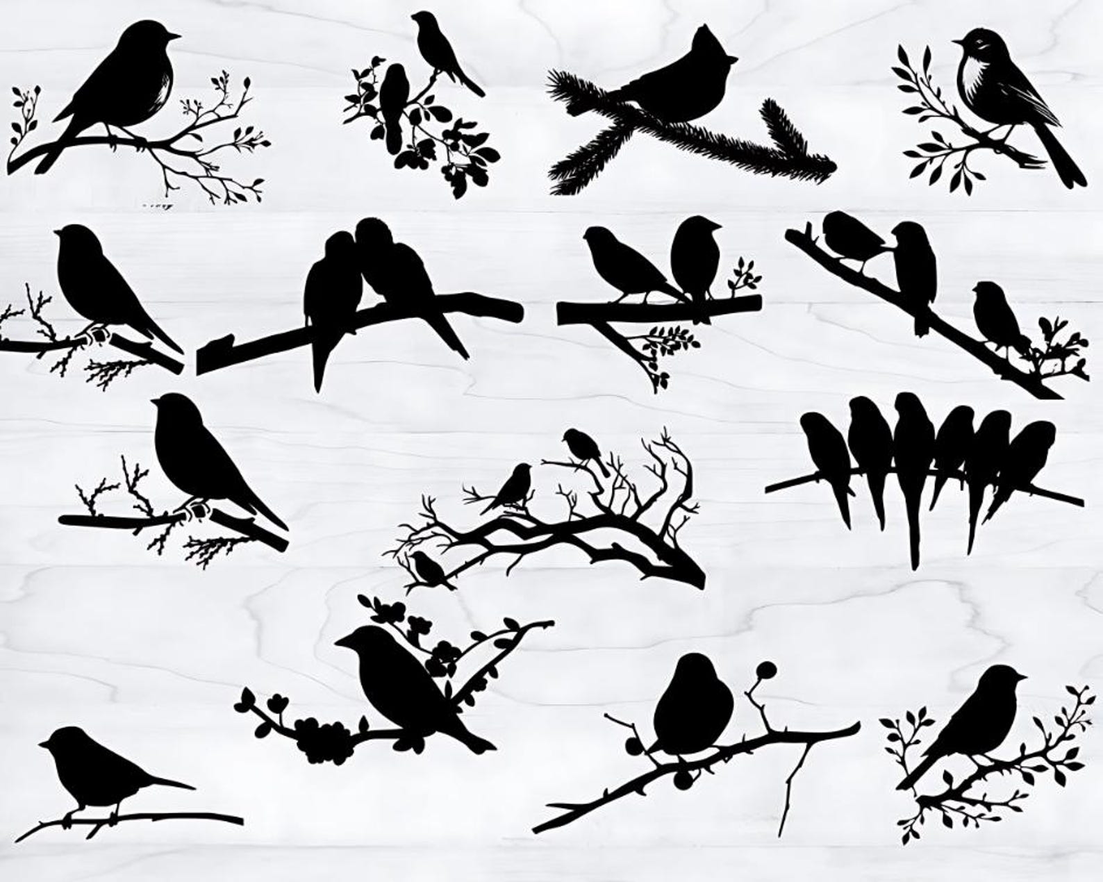 Birds on Branches SVG, Birds Svg, Bird on Tree Svg, Flock of Birds Svg ...