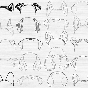 Dog Breed Ears Illustration SVG PNG Bundle Hand Drawn Dog Ears Outline ...