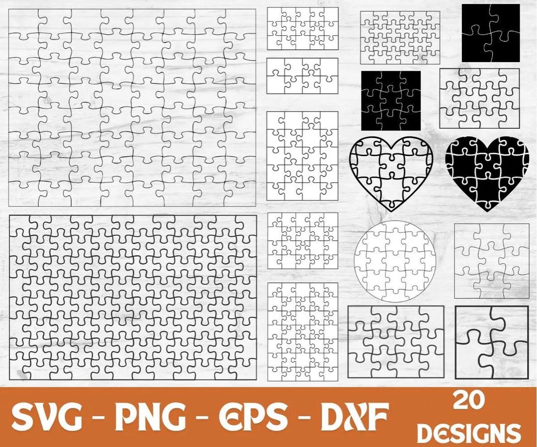 Puzzle Svg, Jigsaw Svg, Puzzle Pieces Bundle, Heart Puzzle Svg, Heart ...