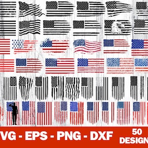 Distressed American Flag SVG Bundle: Patriotic USA Graphics (digital ...
