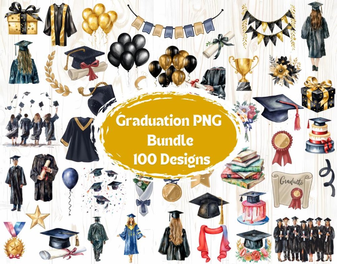Graduation PNG Bundle Graduation Watercolor Clipart Graduation Girl ...