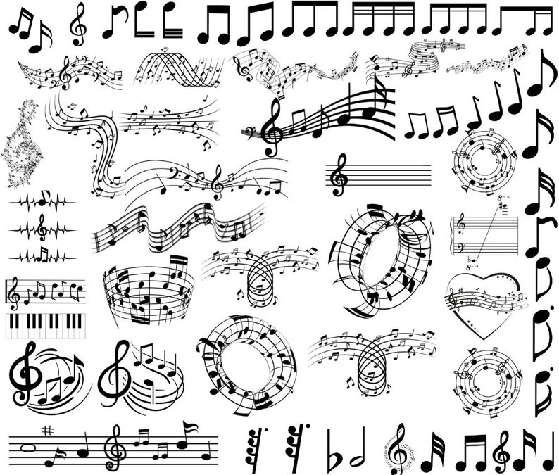 Notas musicales Svg, BUNDLE, nota de guitarra svg, imágenes ...