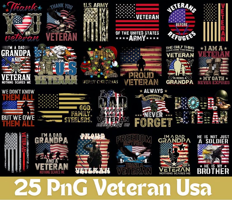 Veteran USA Military PNG Bundle: Patriotic Designs (digital Download ...