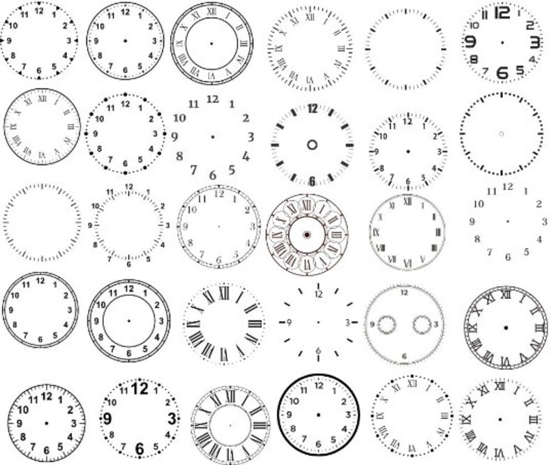 50 Clock Face Big Bundle Svg File, Clock Face Template Vector Printable ...