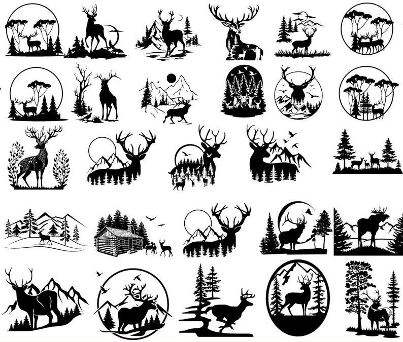DEER SVG, DEER Clipart, Deer Svg Cut Files for Cricut, Mountain Svg ...