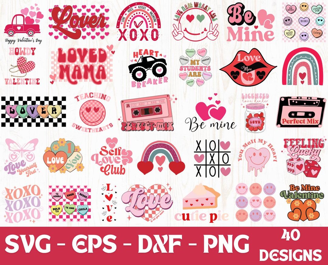 Retro Valentines SVG Bundle Sublimation, Valentines Day Svg Png, Retro ...