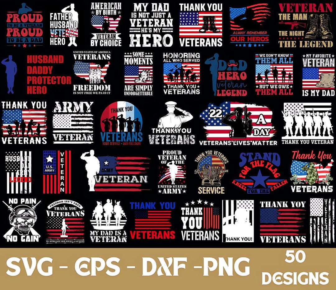 Veterans Day SVG Bundle: 50+ Military Designs (PNG, DXF) - Etsy