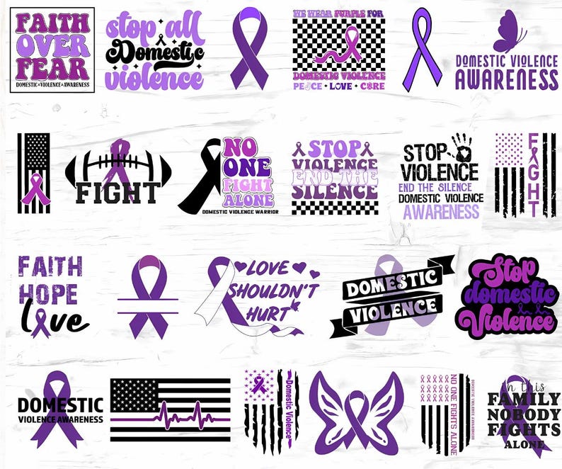 Domestic Violence Awareness SVG PNG Bundle, Purple Ribbon (digital ...