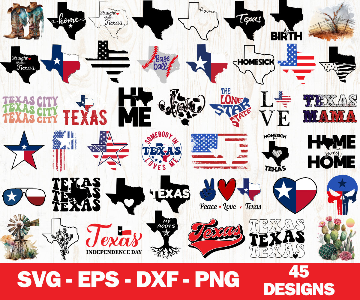 Texas Bundle SVG, Texas State Bundle, Texas Shape, Texas Flag, Texas ...