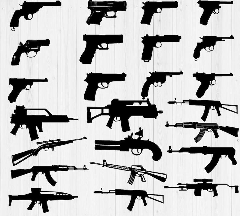 Guns SVG/ Military Weapon Svg/ Pistol Svg/ Weapon Svg/ Clipart ...