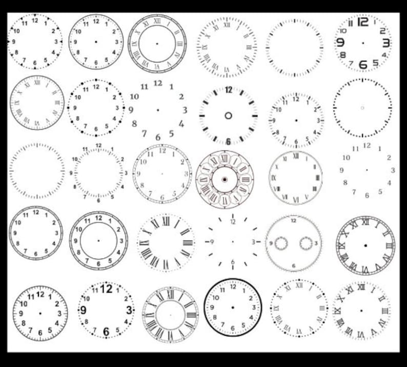 50 Clock Face Big Bundle Svg File, Clock Face Template Vector Printable ...