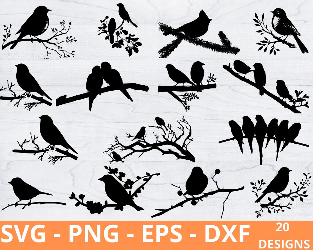 Birds on Branches SVG, Birds Svg, Bird on Tree Svg, Flock of Birds Svg ...