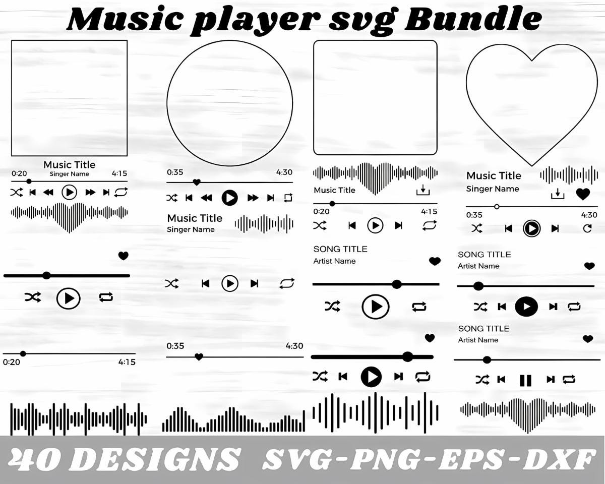 Music Player SVG Bundle: Song Art Cut Files (instant Download) - Etsy