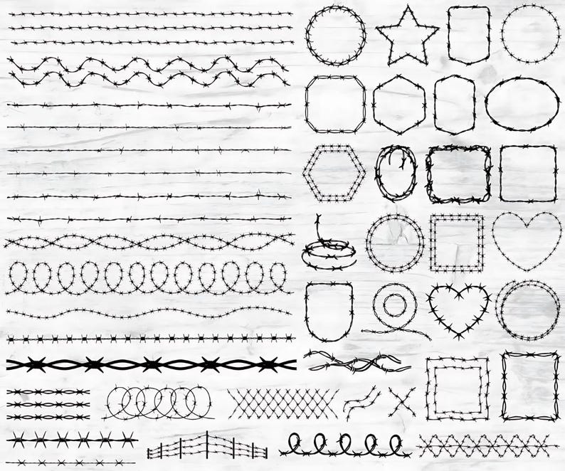 Barbed Wire SVG Bundle: Cricut Cut Files, Clipart, Vector - Etsy