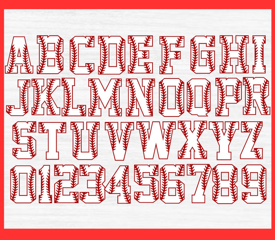 Baseball Font SVG: Letters & Numbers Vector Cut File (digital Download ...