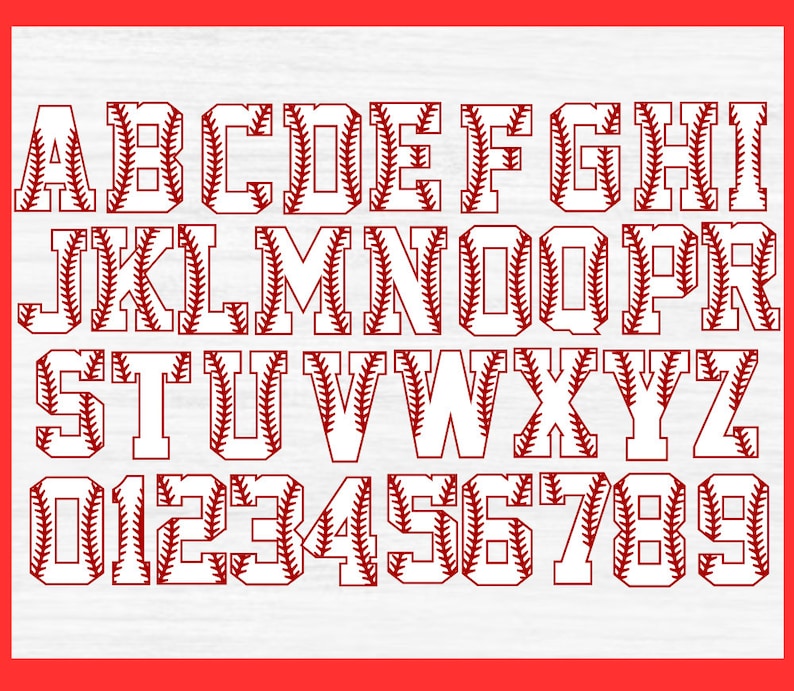 Baseball Font SVG: Letters & Numbers Vector Cut File (digital Download ...