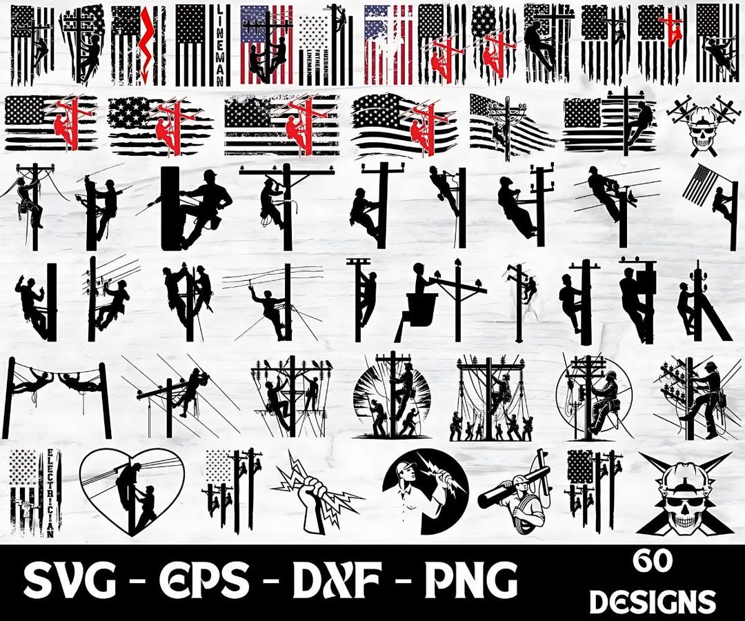 Lineman Electrician SVG Bundle: Power Pole Designs (digital Download ...
