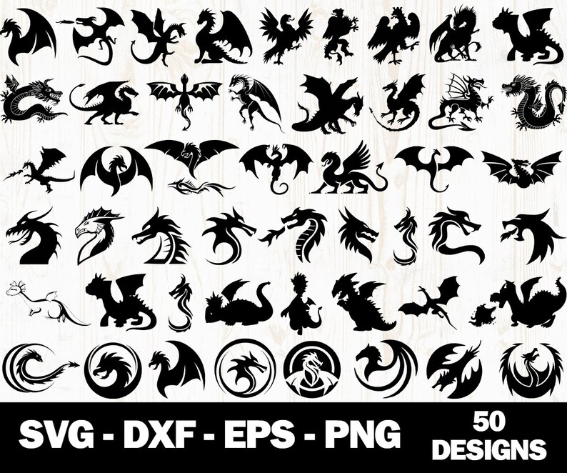 Dragon SVG Bundle, Dragon PNG Bundle, Dragon Clipart, Dragon SVG Cut ...