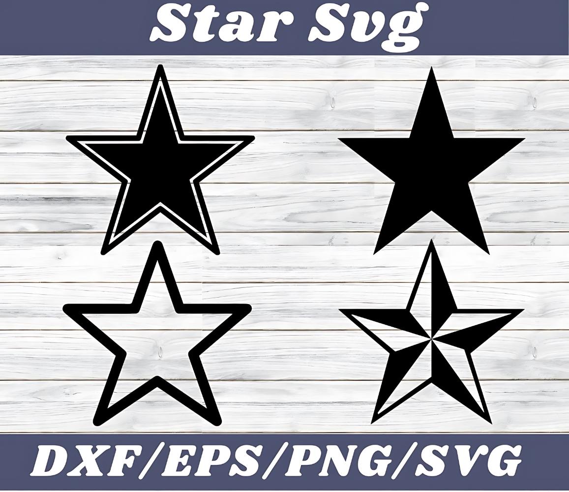 Star Svg for Commercial Use, Cricut Cut File, Star Outline Design ...