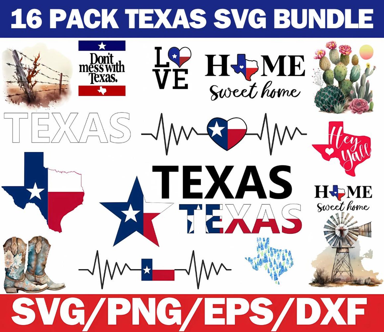 Texas SVG Bundle: State Flag, Bluebonnets, Heart (cut Files) - Etsy
