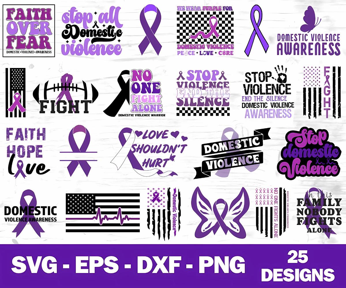 Domestic Violence Awareness SVG PNG Bundle, Purple Ribbon (digital ...
