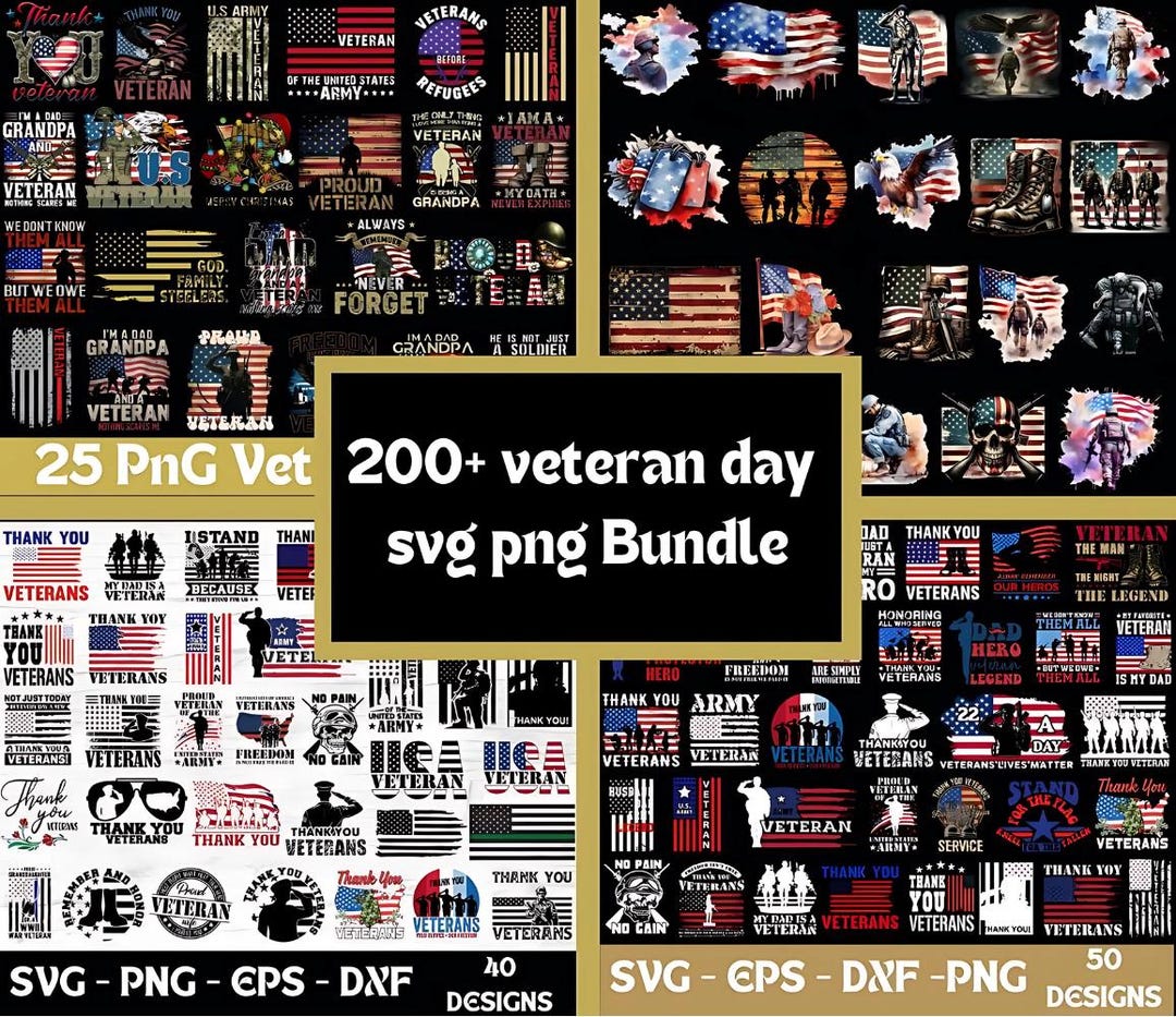 Veteran USA Military PNG Bundle: Patriotic Designs (digital Download ...