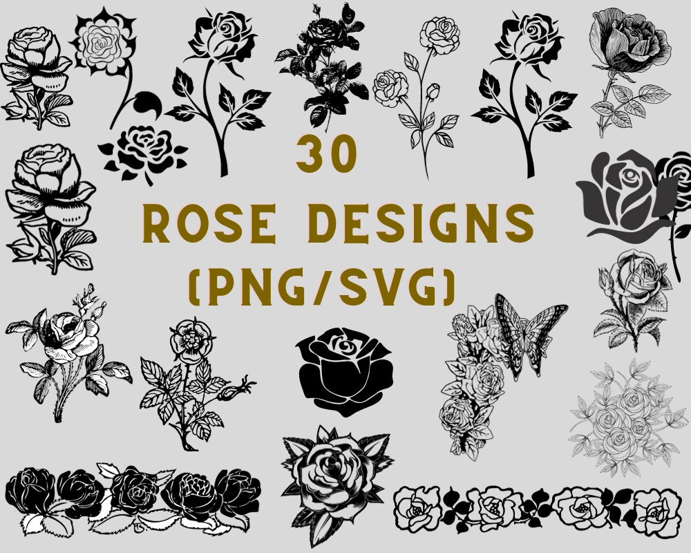 30 Rose Svg Designs Rose Svg Rose Bundle Floral Svg Bundle Geometric ...