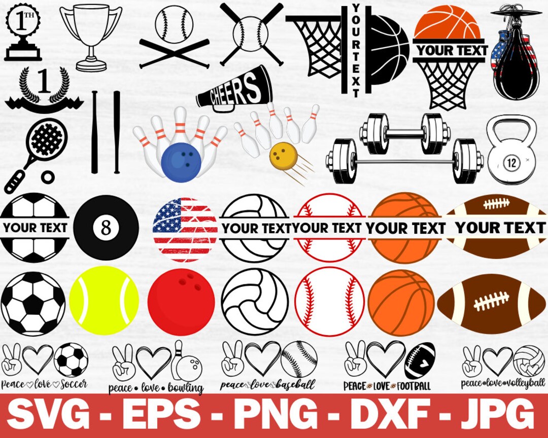Sport Balls SVG Bundle, Instant Download Sports Supplies Football ...