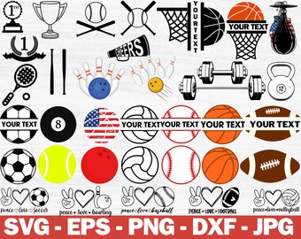 Sport Balls SVG Bundle, Instant Download Sports Supplies Football ...