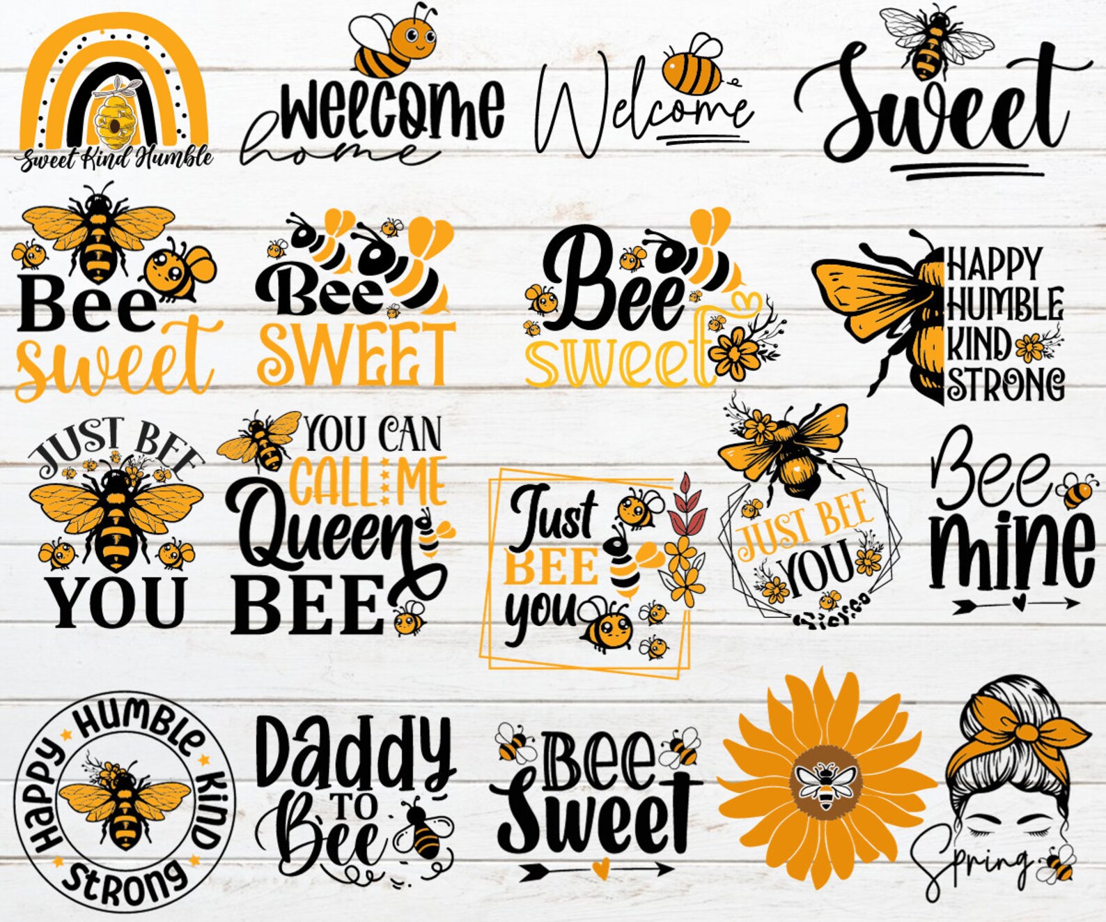 Bee SVG Bundle, Bee Kind, Bee Happy Svg, Sweet as Honey Svg, Bee Svg ...