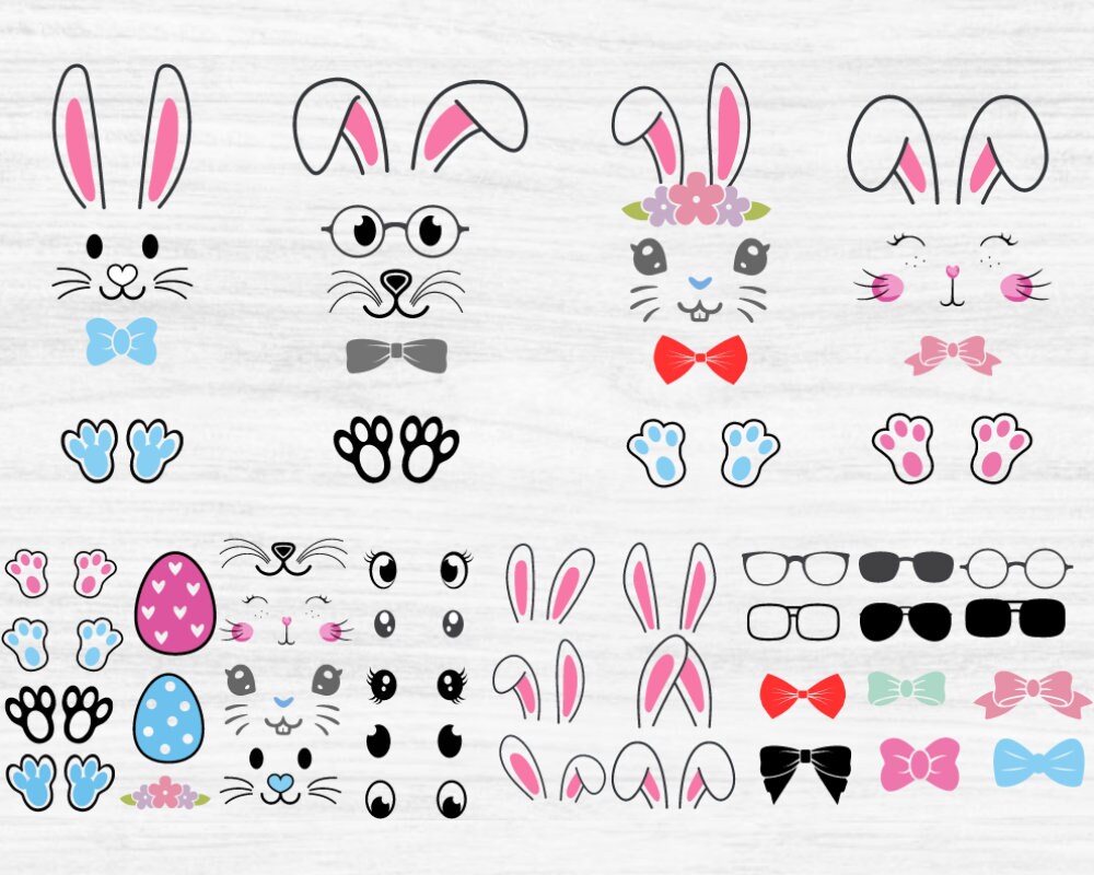 Easter Bunny SVG, Bunny Face Svg, Bunny Ears Svg, Bunny Monogram Svg ...