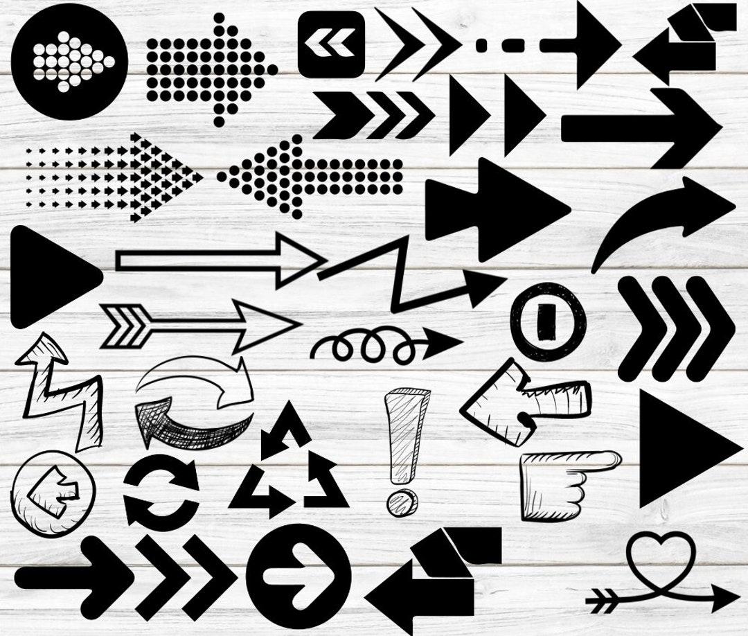 Paquete SVG de flechas, señales de flecha dibujadas a mano, archivos de ...