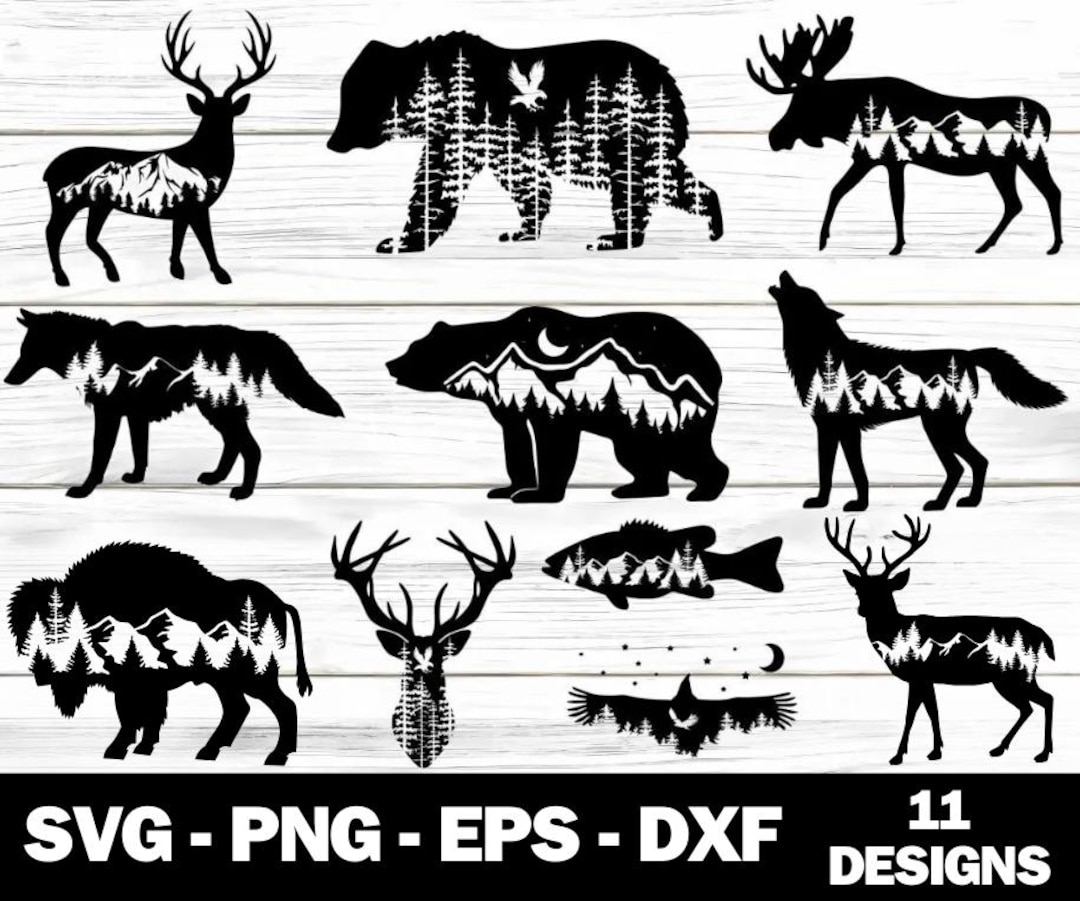 Mountain Animals SVG, Wilderness Svg, Outdoors Svg, Bear Svg, Moose Svg ...