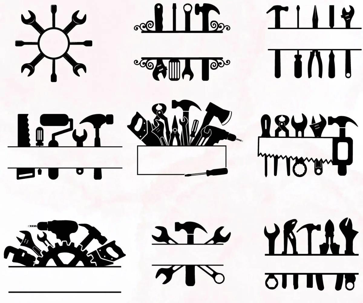 Handyman Tools Split Monogram Svg,tools Svg,mechanics Tools Svg,tool Box Svg,repair Tools Svg ...