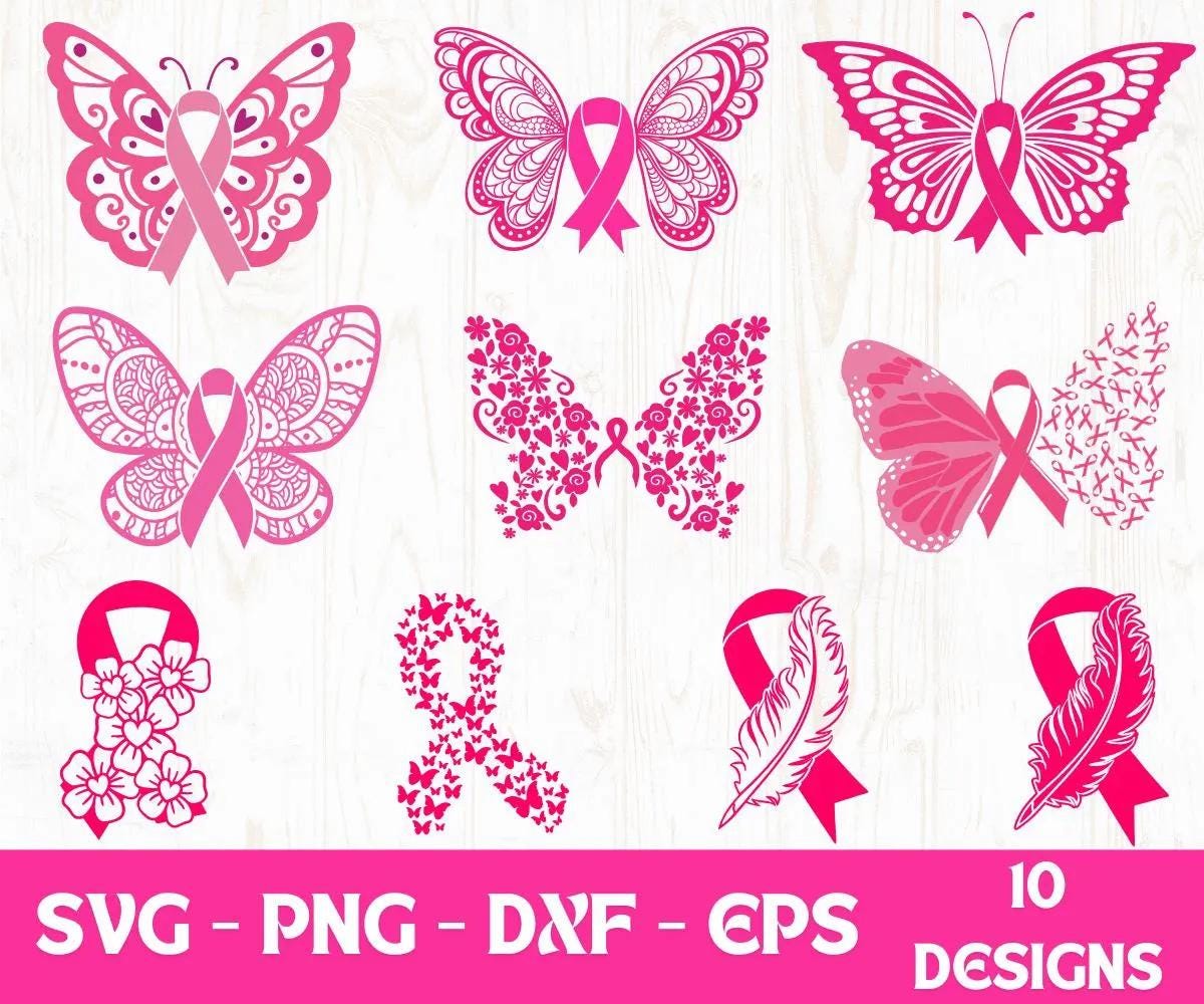 Butterfly Awareness Ribbon SVG Cancer Butterfly SVG Butterfly Cancer ...