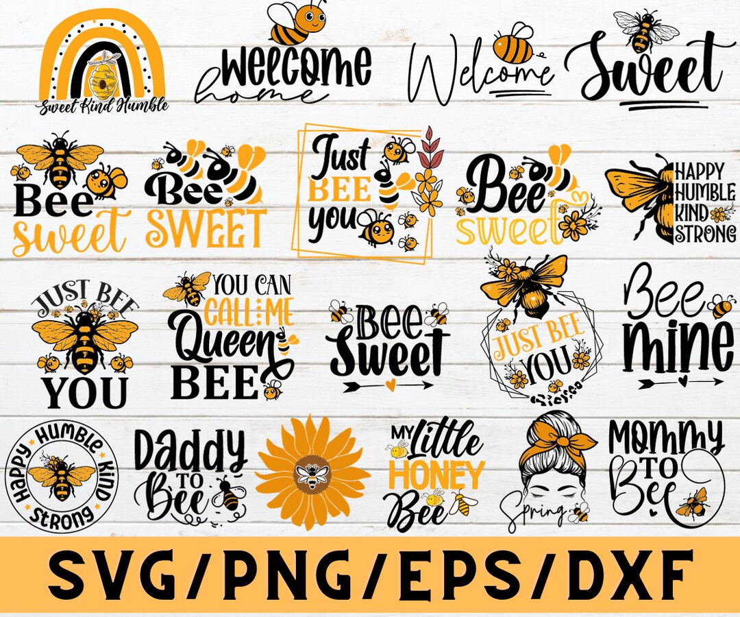 Bee SVG Bundle, Bee Kind, Bee Happy Svg, Sweet as Honey Svg, Bee Svg ...